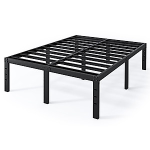 QEROMY King Size Bed Frame - 18 in Sturdy Platform Bed Frame King, Heavy Duty Metal Bed Frame No Box Spring Needed, Quick & Easy Assembly, No Noise, Black