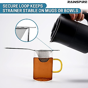 Rainspire Stainless Steel Small Strainer Fine Mesh Strainer, Mini Cocktail Strainer For Cocktails Tea Herbs Coffee & Drinks, Tea Strainer with Handle, Rust Proof, Silver