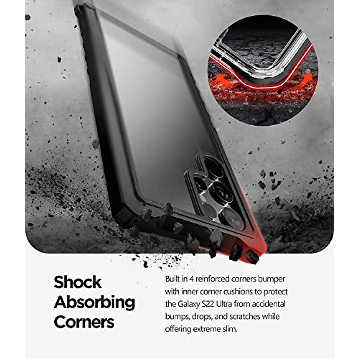 GOOSPERY Z Bumper Compatible with Galaxy S22 Ultra Case [Free Strap Included] Shock Absorbing Dual Layer Structure TPU Edge Crystal Clear PC Back Cover with Shoulder Strap - Black