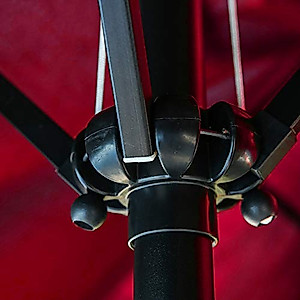 LOKATSE HOME 15 Ft Twin Patio Umbrella Double Sided Outdoor Sunshade Canopy with Crank for Garden Table Market Beach Shade Outside Deck or Pool, Red