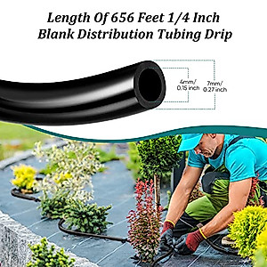 WILLBOND 656 Feet 1/4 Inch Drip Irrigation Tubing Irrigation Hose Garden Watering Tube Line, Drip Line Watering Drip Automatic Irrigation Equipment Set for Garden Irrigation System Flower Patio Lawn