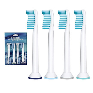 Sensitive Replacement Toothbrush Heads fits Most HX6054 Series - Electric Toothbrush Heads - 4 White Brush Heads