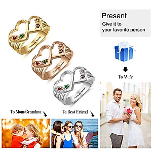 Personalized 6 Simulated Birthstones Rings for Grandmother Mothers Rings Anniversary Rings for Women (gold, 9)