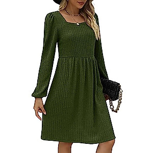 Winter Dresses for Women 2024 Trendy Ladies Long Sleeve Casual Dress Green L
