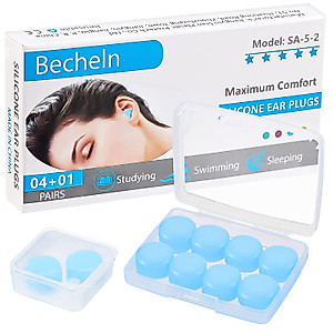 Reusable Silicone Ear Plugs, Waterproof Noise Cancelling EarPlugs for Sleeping, Mowing, Swimming, Airplanes, Concerts