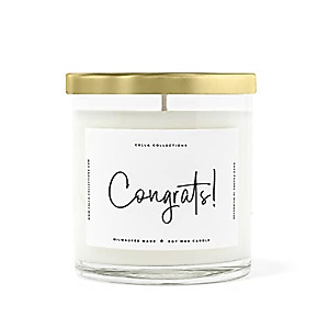 Congrats Candle, Capri Royal Blue Scented, 100% Soy for Graduation, Retirement, Moms, Promotions, Weddings, Showers, Perfect for Home, Work, Gift, 12oz Clear Jar, 75 Hr Burn Time, Poured in The USA