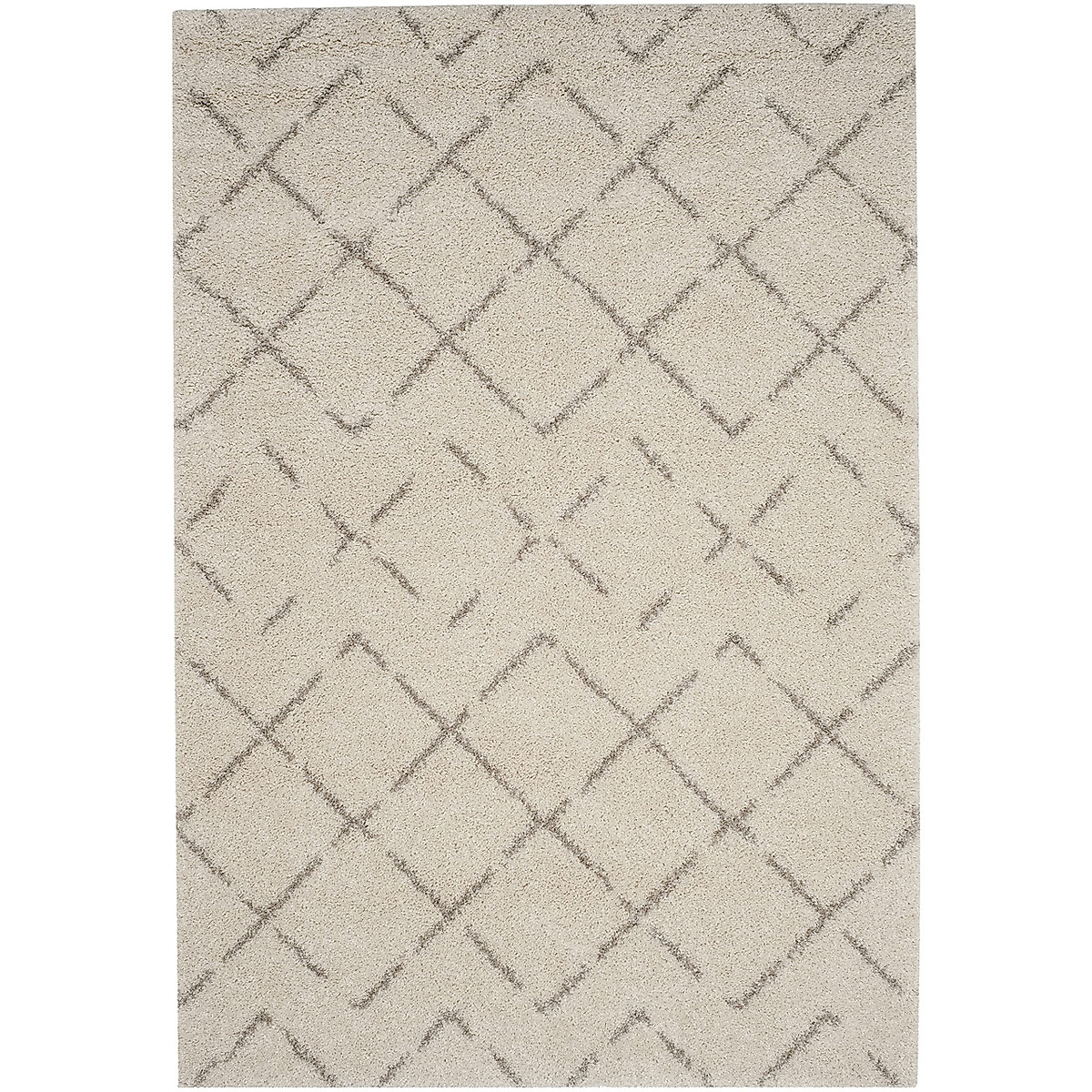 SAFAVIEH Arizona Shag Collection Accent Rug - 4' x 6', Ivory & Beige, Moroccan Design, Non-Shedding & Easy Care, 1.6-inch Thick Ideal for High Traffic Areas in Entryway, Living Room, Bedroom (ASG743A)