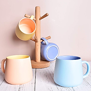 Bosmarlin Matte Ceramic Coffee Cute Mug, Tea Cup for Office and Home, 15 oz, Dishwasher and Microwave Safe, 1 Pack (Yellow)