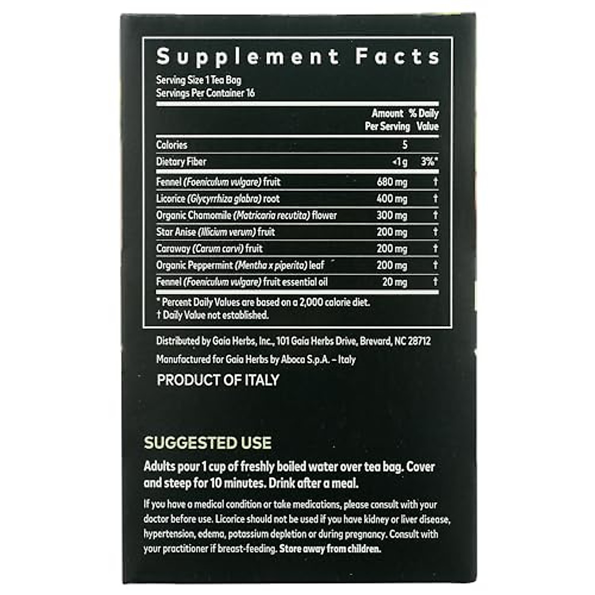 GAIA HERBS Gas Bloating Tea, 16 CT