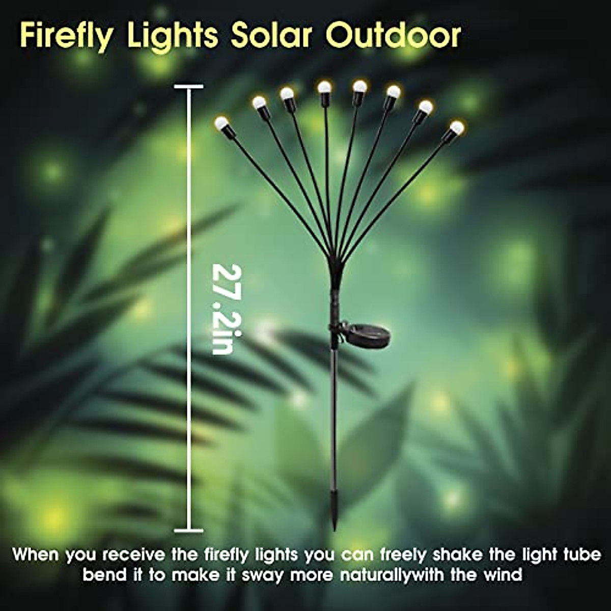 MR.FUNNY Solar Garden Lights - Warm White Swaying Firefly Lights Solar Outdoor, IP 65 Waterproof Solar Powered Firefly Lights, Outdoor Solar Lights for Yard Patio Pathway Decoration (2 Pack)
