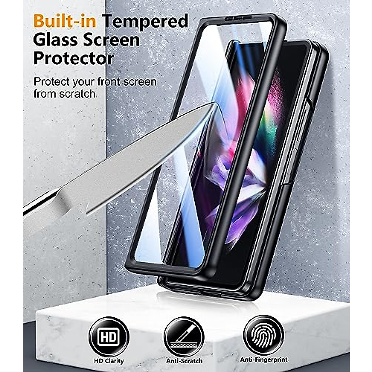 SPIDERCASE Designed for Samsung Galaxy Z Fold 5 Case,Built-in [Screen Protector] [Hinge Protection] [Kickstand] Full Body Heavy Duty Rugged Shockproof Case for Galaxy Z Fold 5 - Black