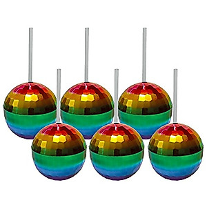 Six Rainbow Disco Ball Cups - Set of Six