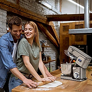 Moss & Stone Stand Mixer With LCD Display, 6 Speed Electric Mixer With 5.5 Quart Stainless Steel Mixing Bowl, Black Body Kitchen Mixer With Dough Hook, Egg Whisk, Beater & Baking Spatula, Classic Food Mixer