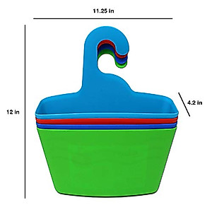 Zelica Storage Basket Caddy with Hook | Stackable Neon Plastic Baskets | Hang on Doors, in Closets, Showers, and More