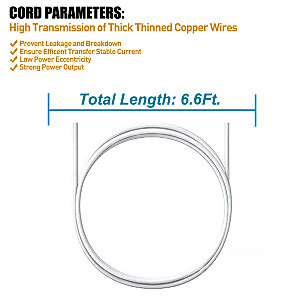 6V AC Adapter for Omron Blood Pressure Monitor Hem-ADPTW5, USA UL Listed Extra Long 6.6 Ft Cord Healthcare 5 7 10 Series BP5100 BP5250 BP5450 Charger Replacement Power Supply Cord, White