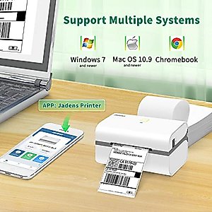 JADENS 3X5 Bluetooth Shipping Label Printer, Thermal Label Printer for Small Packages, Label Maker Machine, Support Windows, Mac, Chromebook, iOS, Android, Compatible with Amazon, Ebay, Etsy, USPS