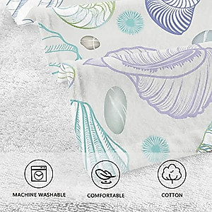 xigua Cartoon Seashell Hand Towels Set of 2 Pack - 16 x 28 Inches Extra Absorbent 100% Cotton Towels, Super Soft Hand Towel for Bathroom, Hotel, Kitchen, Gym