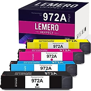 LemeroUexpect Remanufactured Ink Cartridge Replacement for HP 972A 972X for PageWide Pro MFP 552dw 477dn 577dw 477dw 577z 452dw 452dn 377dw P57750dw Printer (Black Cyan Magenta Yellow, 4-Pack)