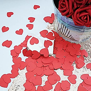 MOWO Hot Red Heart Paper Confetti Wedding Birthday Party Favors Love Theme Table Scatter Decorations, 1.2 inch, 200pc