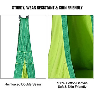 RedSwing Pod Swing for Kids, Cotton Child Hanging Pod Hammock Chair with Inflatable Cushion for Indoor Outdoor Use, Hardware Included, Green