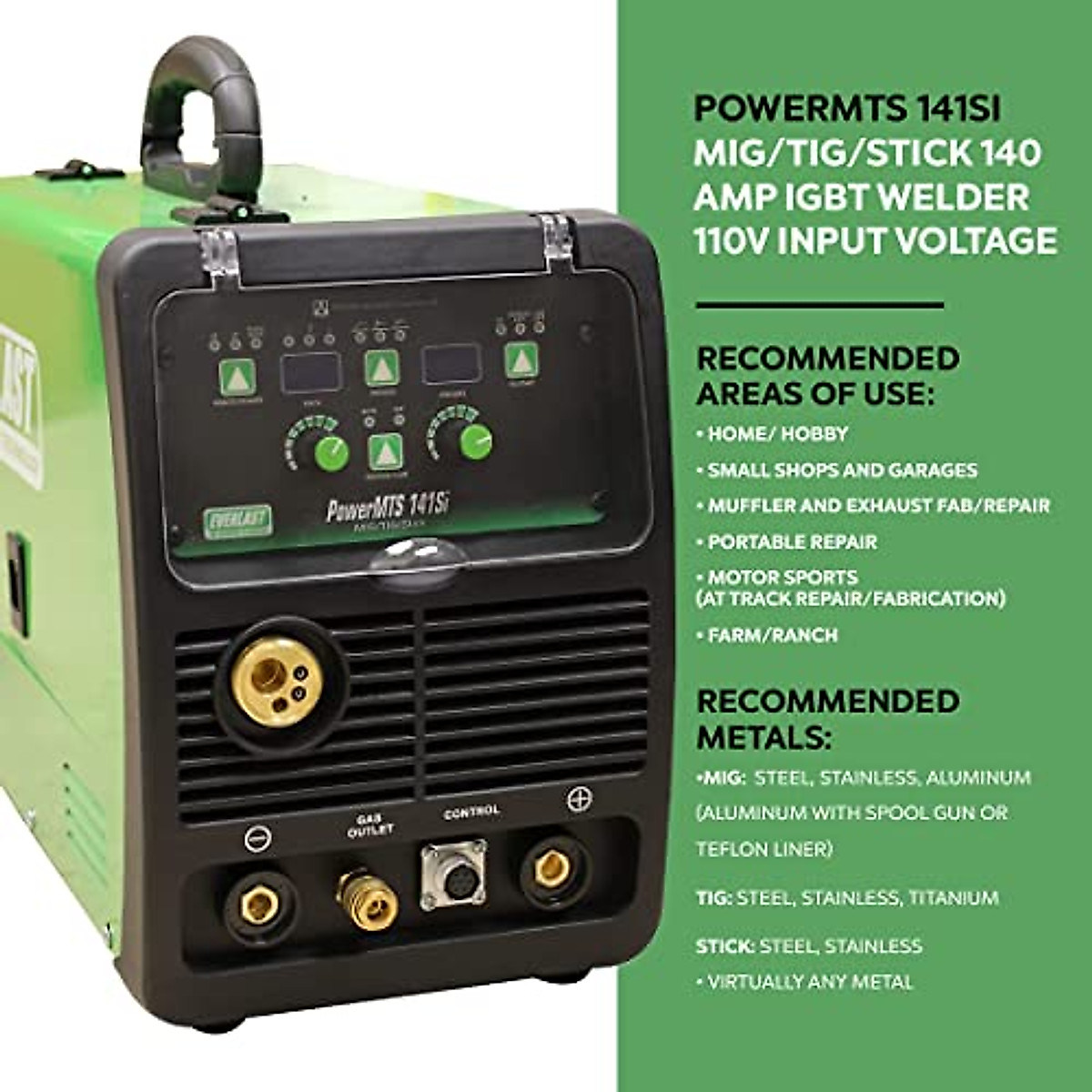 New 2022 PowerMTS 141Si MIG/TIG/Stick 140 Amp IGBT Welder 110v Input Voltage