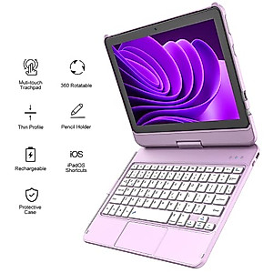 Touch Keyboard Case for All-New Amazon Fire HD 10 & Fire HD 10 Plus Tablet (11th Generation 2021 Release) 10.1", 360° Rotatable,Touchpad Keyboard with Pencil Holder for Fire HD 10 Tablet