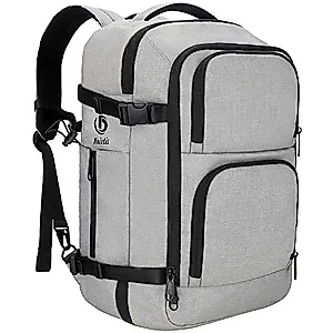 Dinictis 40L Travel Laptop Backpack for Men Women, Fit 17 Inch Notebook, Carry on Flight Approved Suitcase Backpack, Water Resistant Weekender Overnight Daypack, Grey