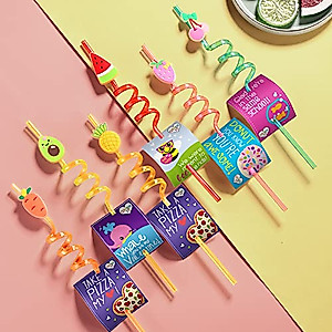 24 Citrus Fruit Drinking Straws with 2 PCS Straws Cleaning Brush for Tutti Fruity Birthday Pineapple Strawberry Tropical Party Supplies Favors