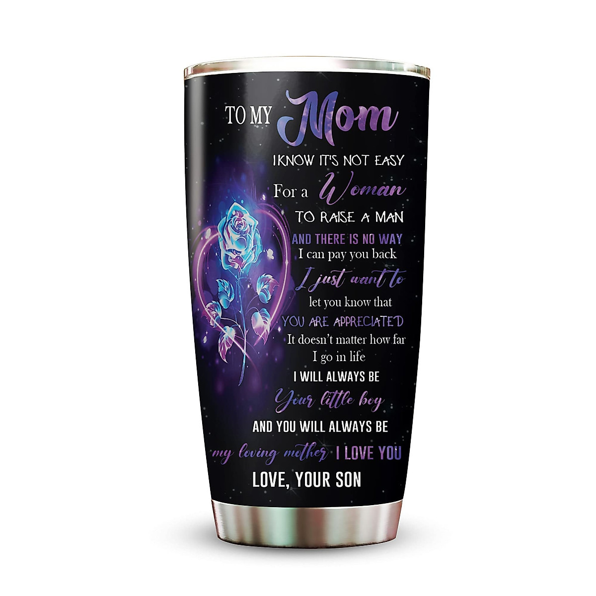 Mom Gifts from Son - 20oz Stainless Steel Insulated Purple Galaxy Mom Tumbler Present - Christmas, Valentine's Day, Mom Birthday Gifts, Mothers Day Gifts from Daughter for Mom, New Mom, Bonus Mom
