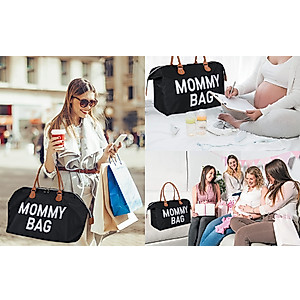 MOMMY BAG Diaper Bag Tote, for Hospital with Changing Pad, Hospital Bags for Labor and Delivery, Maternity Bag for Baby Shower, Large Capacity Baby Bag, Mom for Hospital Bag Essentials.(Black)