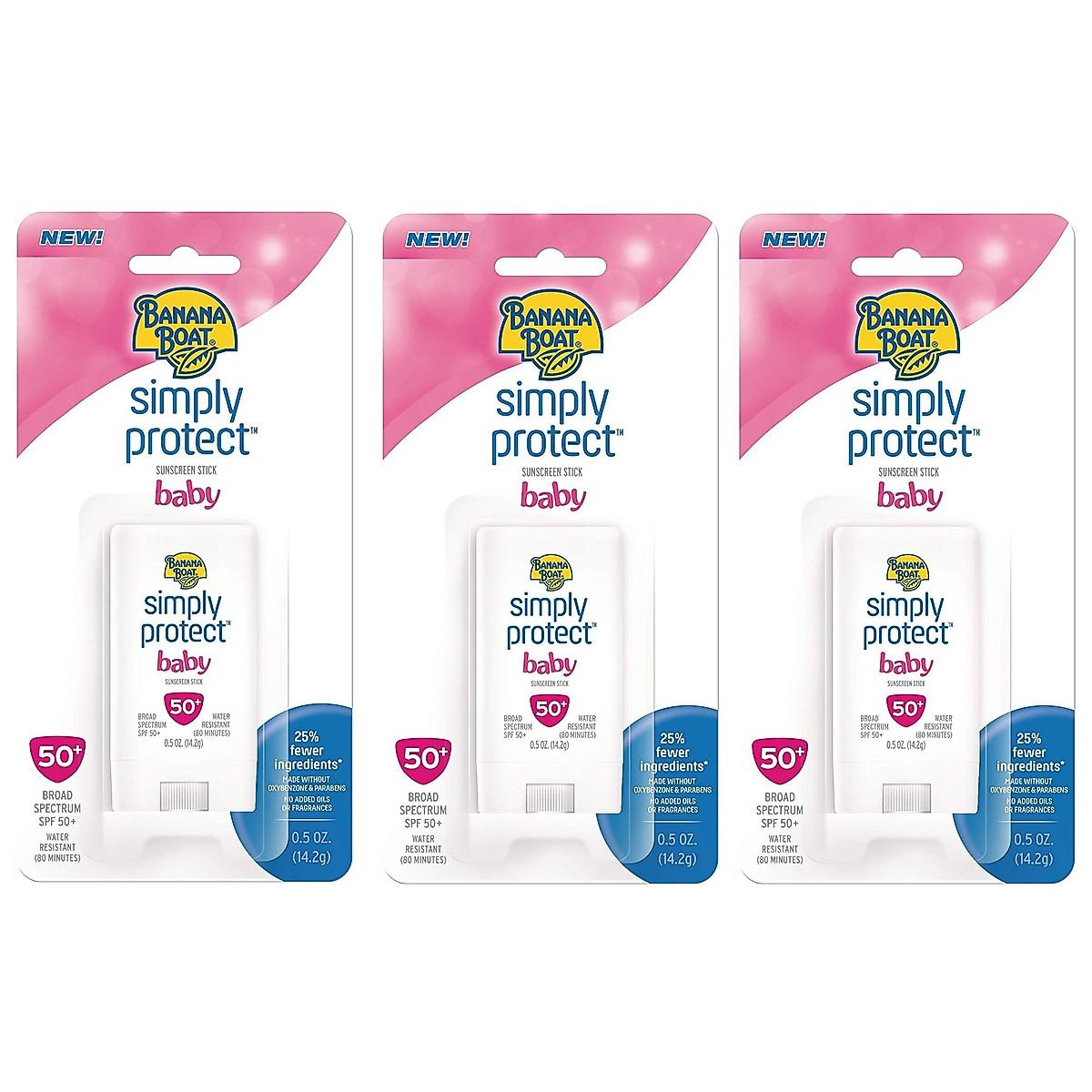 Banana Boat Spf#50+ Baby Simply Protect Stick 0.5 Ounce (14ml) (3 Pack)