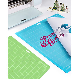 Gwybkq Cutting Mat for Cricut Maker 3/Maker/Explore 3/Air 2/Air/One 4 Pack 12x12 Standard/Light Cut Replacement Accessories Green/Blue Card Adhesive Sticky Mats