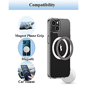 Metal Ring for Phone Case Wireless Charging/Magnetic Cell Phone Ring Holder, mag Attachment Ring, mag Sticker Safe, Compatible with Smartphone, 4 Pieces