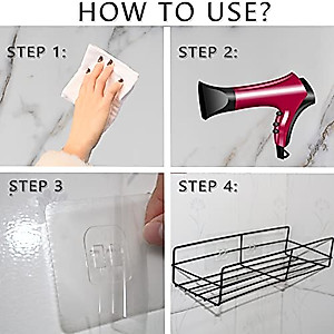 Mershica Shower Caddy Adhesive Replacement 6 Pcs, Strong Waterproof Transparent Shower Adhesive Hanging Hooks No Drilling for Shower Caddy Corner Shelf, Soap Holder, Bathroom Storage Shelves