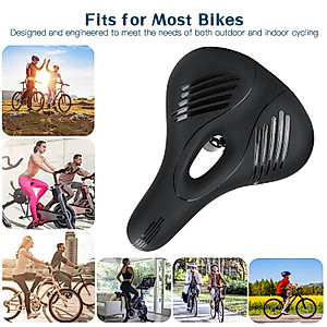 TONBUX Comfortable Bike Seat, Soft Bike Seat Cushion for Men Women Comfort, Breathable Bicycle Seat Replacement Compatible with Peloton, Padded Bicycle Saddle for Mountain MTB BMX Road Exercise Bike