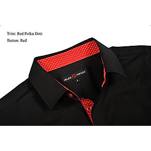Alex Vando Mens Dress Shirts Regular Fit Long Sleeve Stretch Business Dress Shirts for Men,Black,X Large