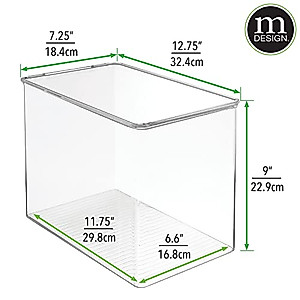 mDesign Tall Plastic Stackable Art and Craft, Sewing, Crochet Storage Container Bin with Hinged Lid - Compact Organizer and Holder for Thread, Beads, Ribbon, Glitter, Yarn, Clay - Clear