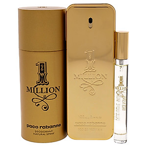 Paco Rabanne 1 Million Men 3.4oz EDT Spray, 0.34oz EDT Spray, 5.1oz Deodrant Spray 3 Pc Gift Set