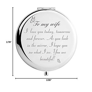 DIDADIC Wife Birthday Gift Ideas, Valentines Day Present for her, to My Wife Compact Mirror for Wedding Anniversary Mothers Day