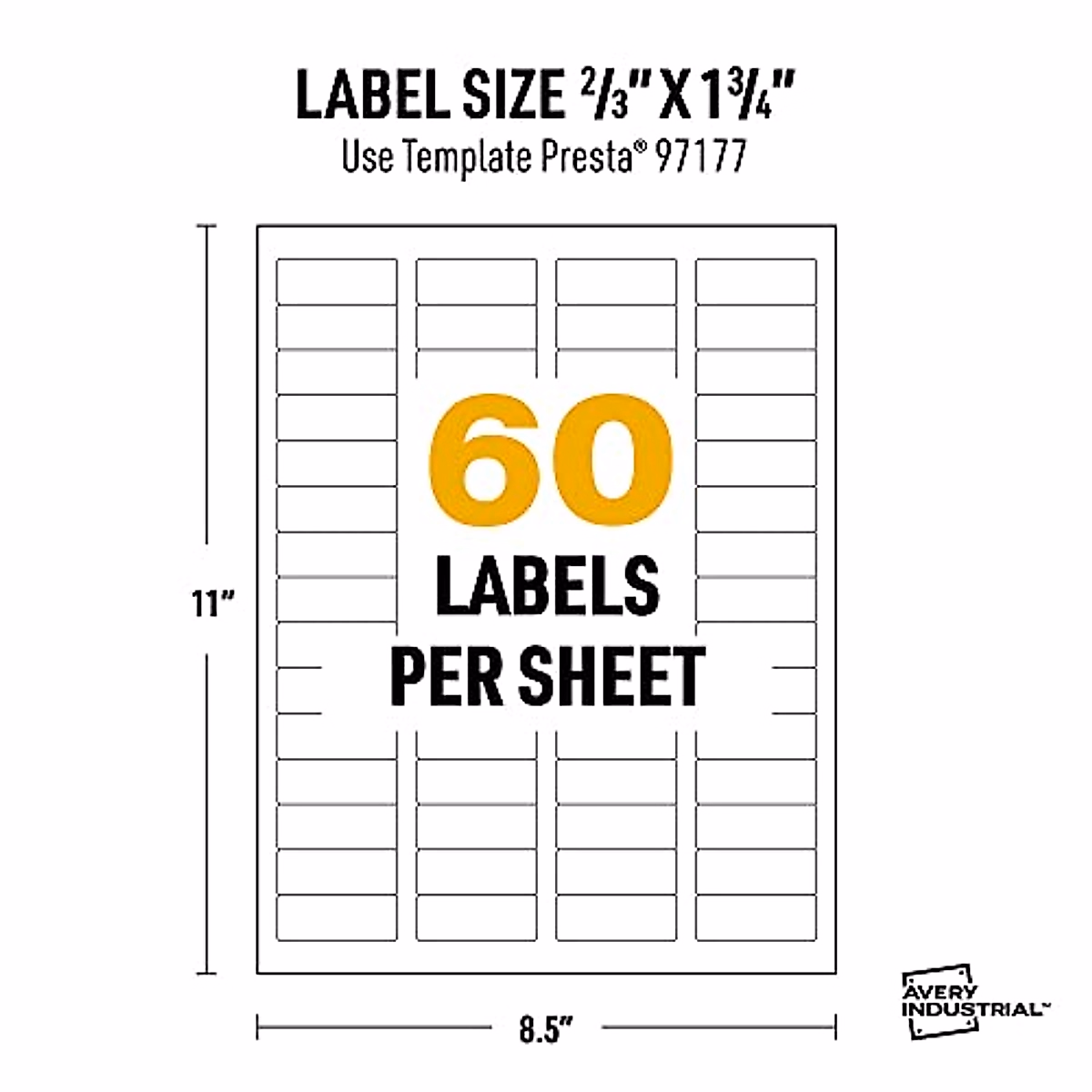 Avery UltraDuty GHS Labels, Waterproof, 2/3 x 1-3/4 Inch Rectangle Labels, Pack of 1500 White Labels for Use with Pigment Inkjet Printers