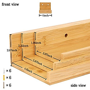 DGDCDV Floating Shelves Wall Mounted, Rustic Natural Bamboo Wood Wall Shelves for Storage, Farmhouse Hanging Edge Shelf for Bathroom Bedroom Kitchen Office Living Room, Set of 3 Different Sizes