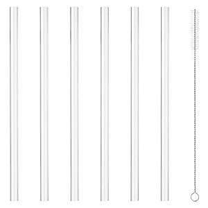 6PCS Replacement Straws Compatible with Hydro Flask, 24.7cm/9.7inch Clear Reusable Straws for Hydro Flask Wide Mouth Straw Lid 40 oz Water Bottle with A Cleaning Brush, BPA Free