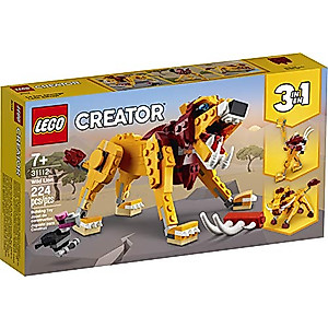 LEGO Creator 3in1 Wild Lion 31112 3in1 Toy Building Kit Featuring Animal Toys for Kids, New 2021 (224 Pieces)
