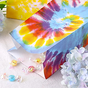 STARRKY 24PCS Party Favor Bags, Tie Dye Gift bags, Camouflage Treat Bags Kids Birthday Party Gift Bags Goodie Bags Retro Tie Dye Party Decorations