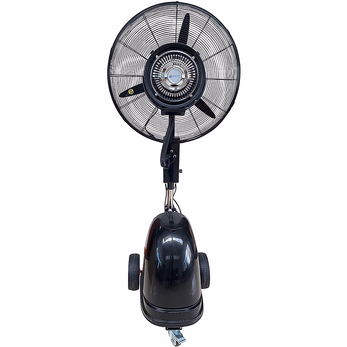 Cool-Off Island Breeze Oscillating Misting Fan, 3 Cooling Speeds with 12 Gallon Tank, Adjustable Height, Art Deco Pedestal Fan for Backyards, Patios and More, 26 Inch, Black
