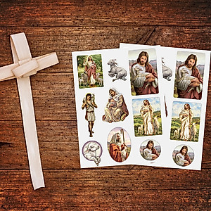 Christian Brands Assorted Catholic Decal Sticker Sheet Pack, The Good Shepherd Jesus Christ, Novelty Religious Inspirational Stickers for Sunday Schools, Scrapbooking, Journaling, 3 Sheets Included