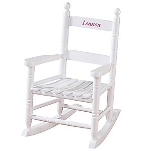 Miles Kimball Personalized Childs White Rocker - Pink Font