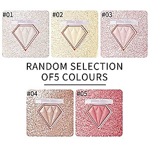 AKARY Face Glitter Blush Pink Shimmer Highlighter Blusher Powder Makeup Cosmetics Facial Contour Corrector Shine Rouge (#01 Pearl White)