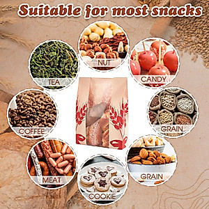 200 Pcs Kraft Paper Bread Loaf Bag with Clear Window Large Paper Bread Bags for Homemade Bread Food Packaging Storage Bakery Bag and 500 Pcs Stickers for Sourdough Popcorn Cookies, 14 x 8.3 x 3.2 In