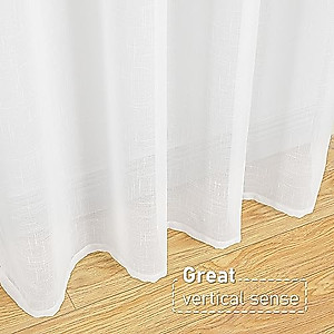 BGment White Sheer Curtains 63 Inch Length 2 Panels for Living Room Bedroom, Linen Semi Sheer Light Filtering Window Curtains with Grommet, 2 Panels, Each 52 x 63 Inch, White